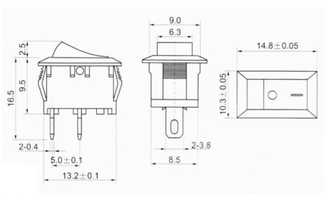 ROCKER SWITCH 3A 250VAC 2PIN ON/OFF 10X15MM RED KCD11-101 – SA BuyAll